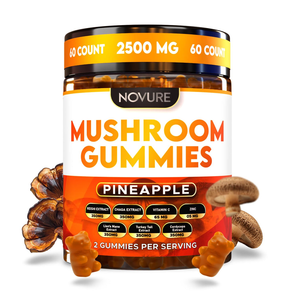 Novure mushroom gummies pineapple flavour