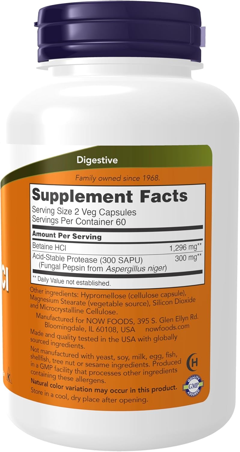 NOW Foods Betaine HCl for digestive health