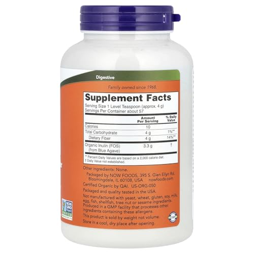 NOW Foods Inulin 8 ounces packaging