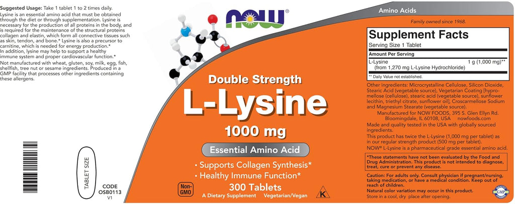 Now Foods l-lysine for skin health