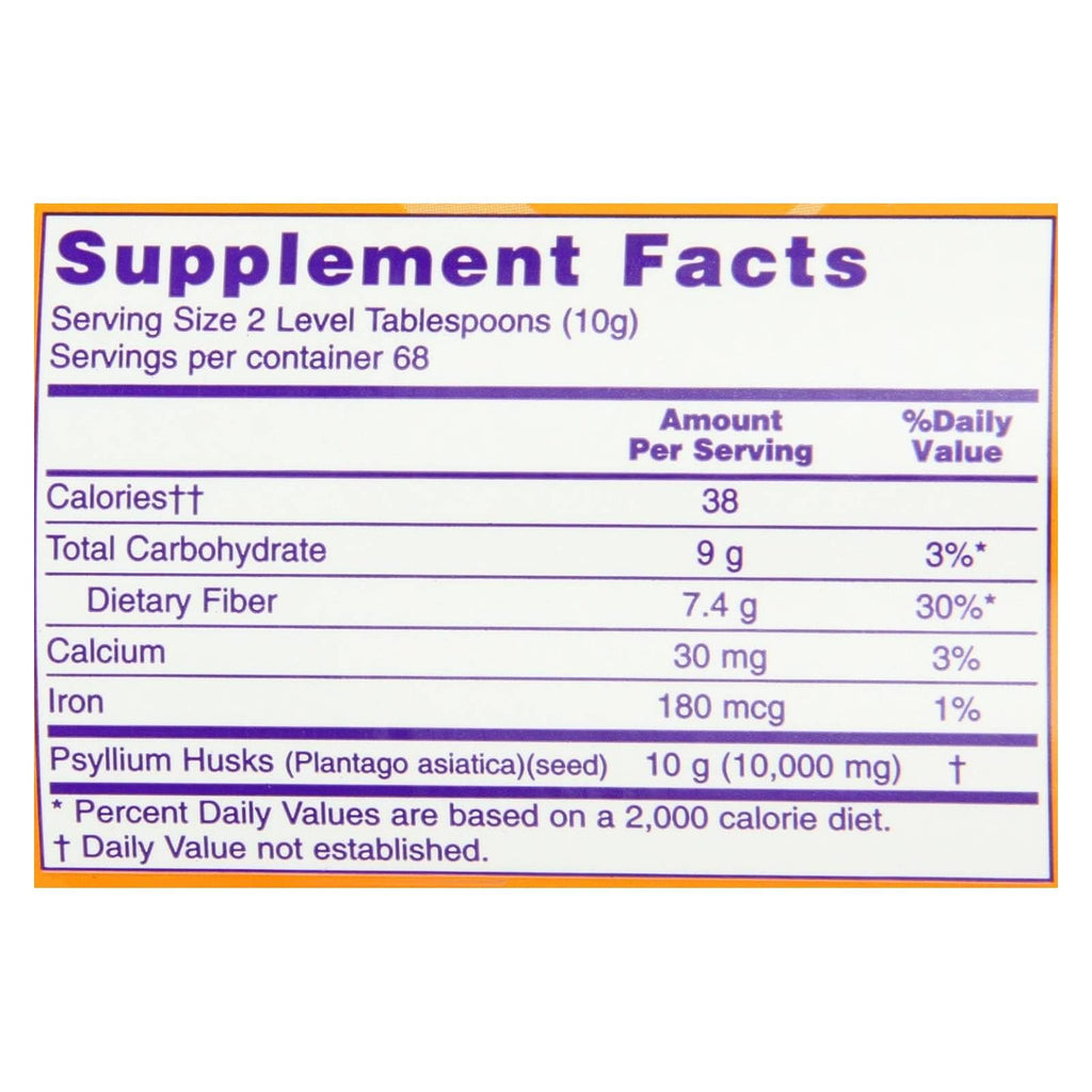 NOW Foods Whole Psyllium Husks 24 oz (680 g) - Natural Fiber Supplement for Digestive Health - 7