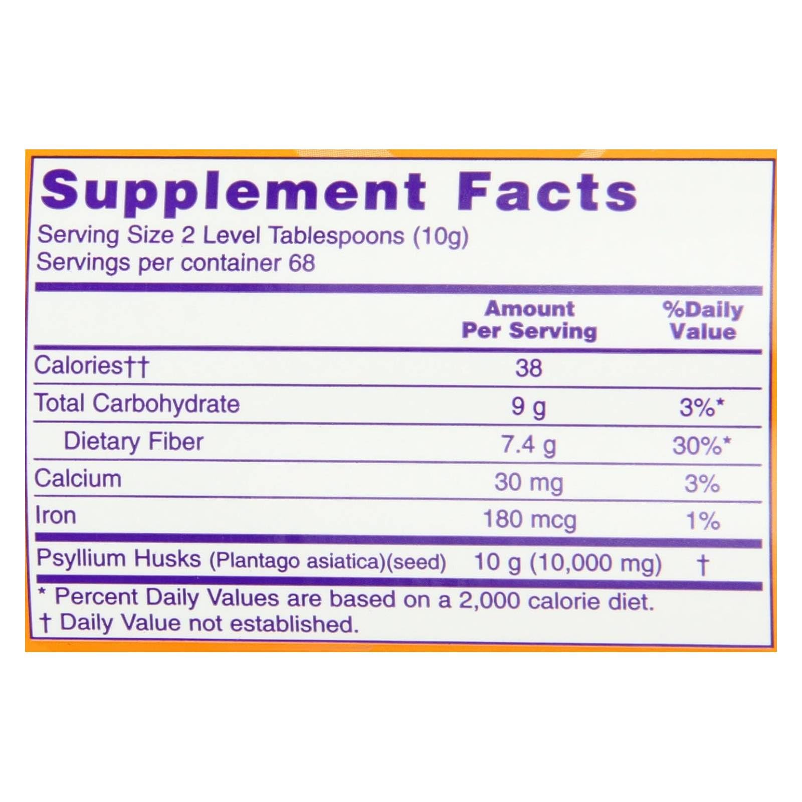 NOW Foods Whole Psyllium Husks 24 oz (680 g) - Natural Fiber Supplement for Digestive Health - 7