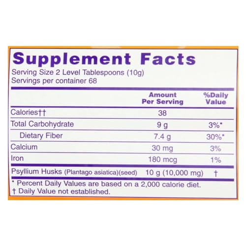 NOW Foods Whole Psyllium Husks 24 oz (680 g) - Natural Fiber Supplement for Digestive Health - 8