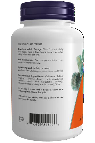 Now Foods Zinc Gluconate 50mg - 250 Tablets | Essential Zinc Supplement for Immune Support in Canada - 6