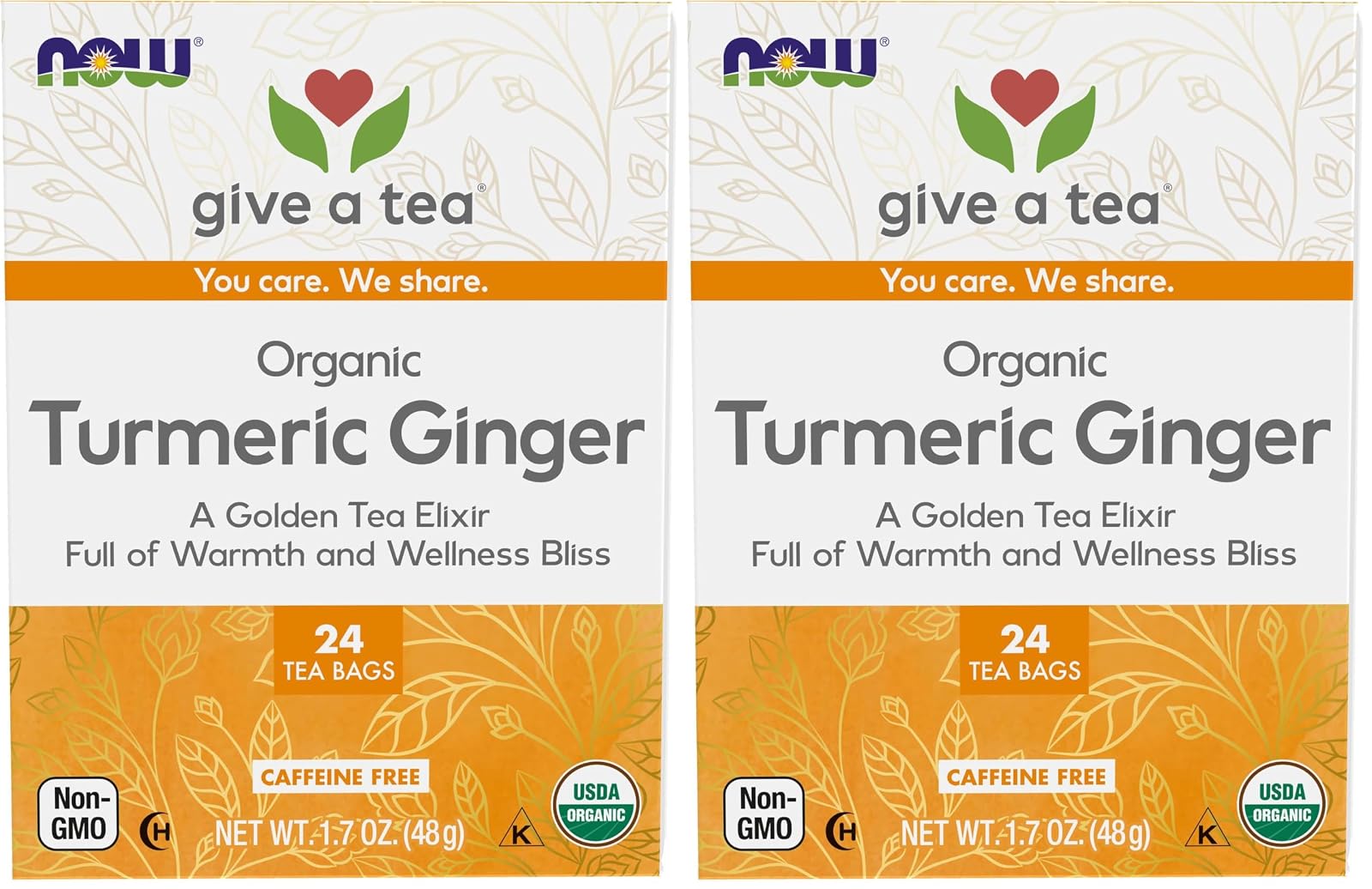 NOW Organic Turmeric Ginger herbal tea bags