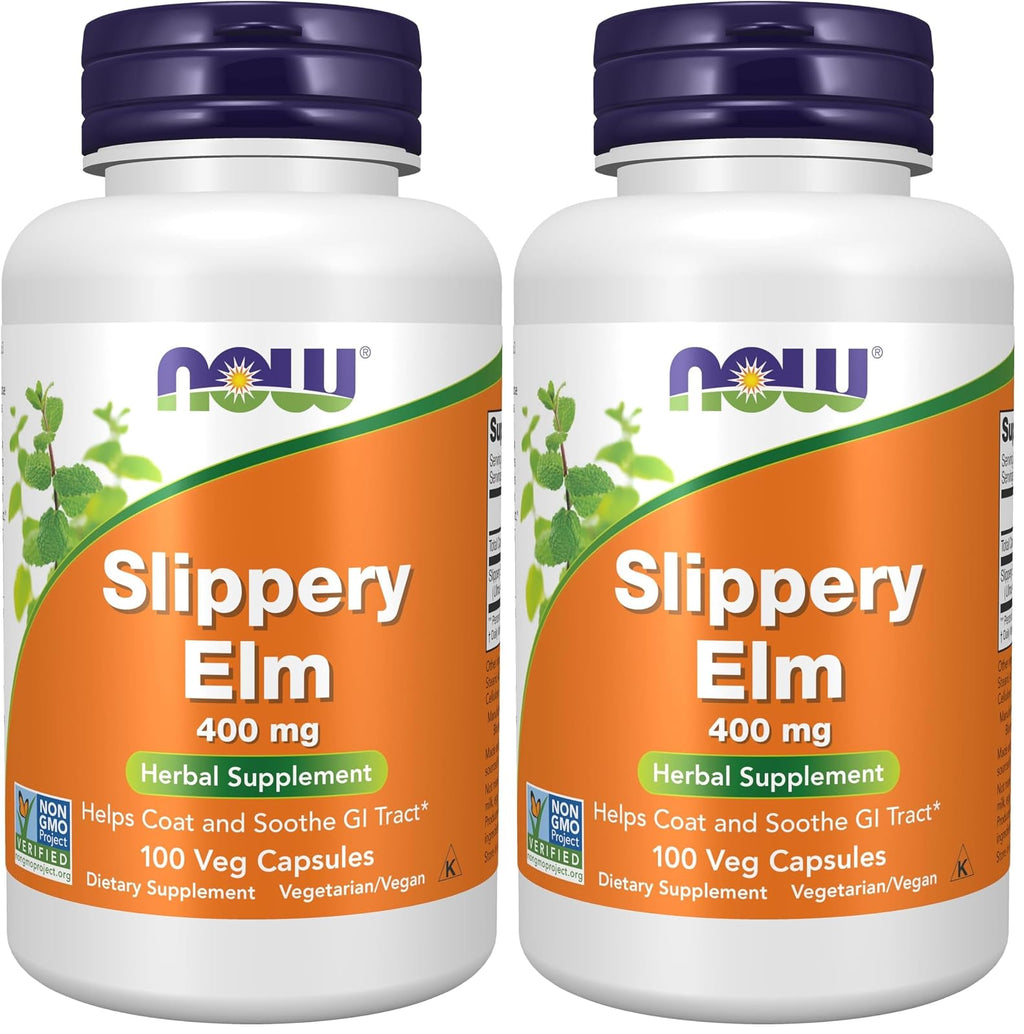 NOW Slippery Elm capsules for digestion