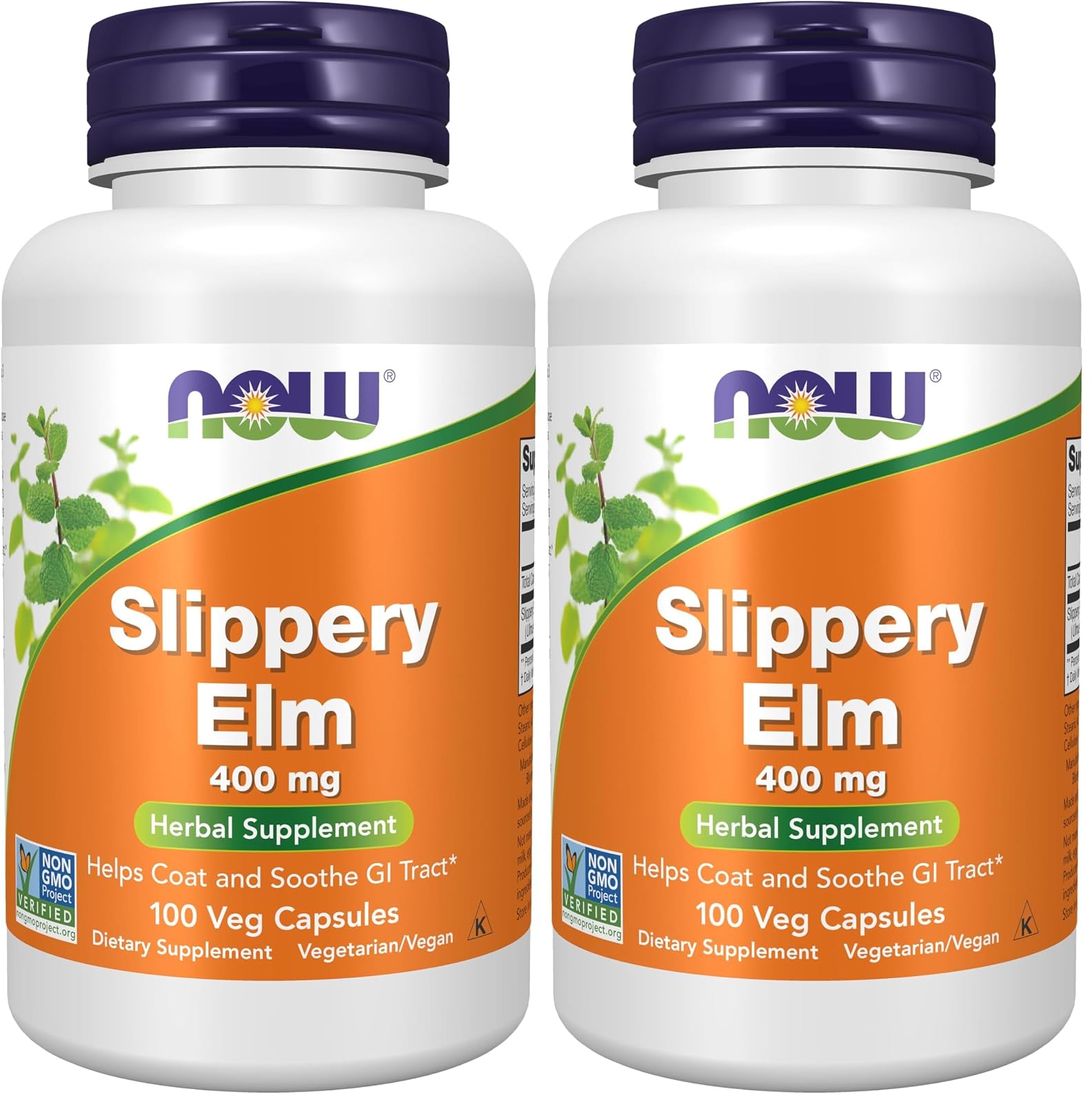 NOW Slippery Elm capsules for digestion
