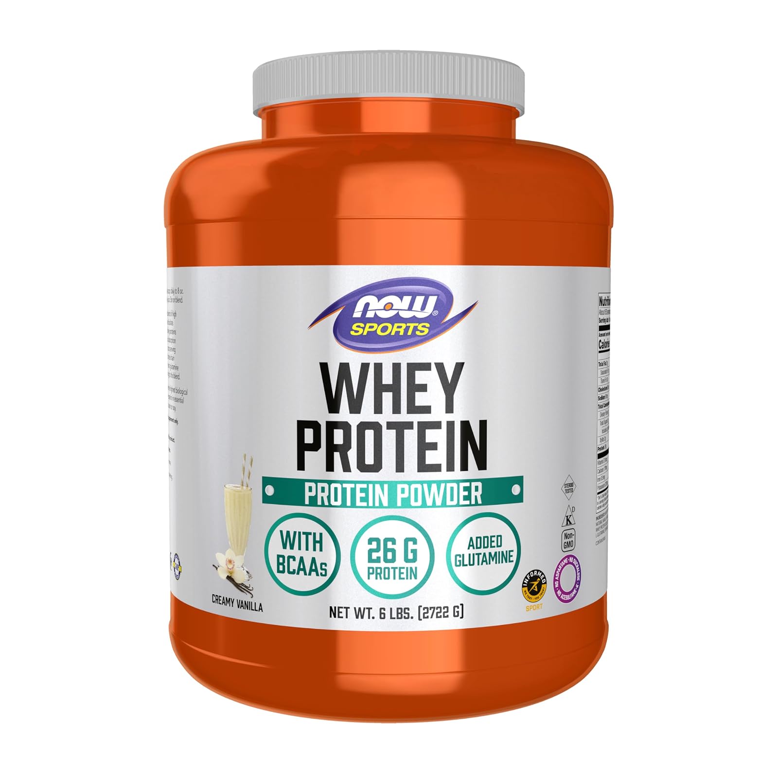 NOW Sports whey protein creamy vanilla flavor