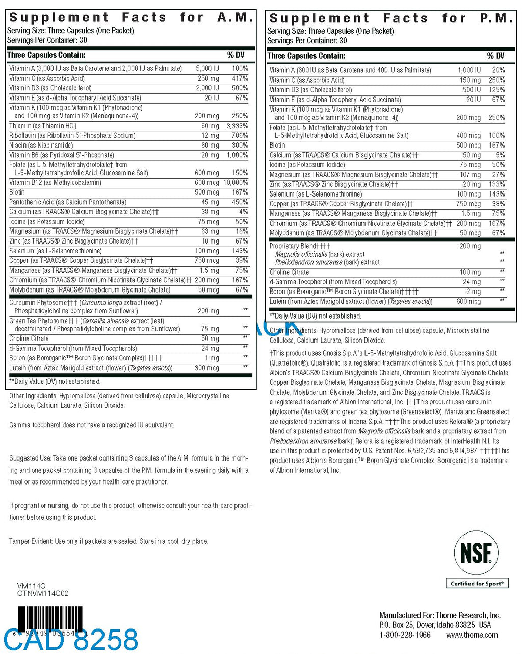NSF certified sport vitamins