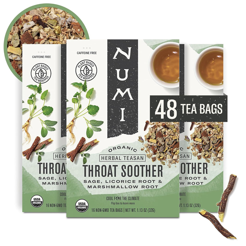 Numi herbal tea for soothing throat