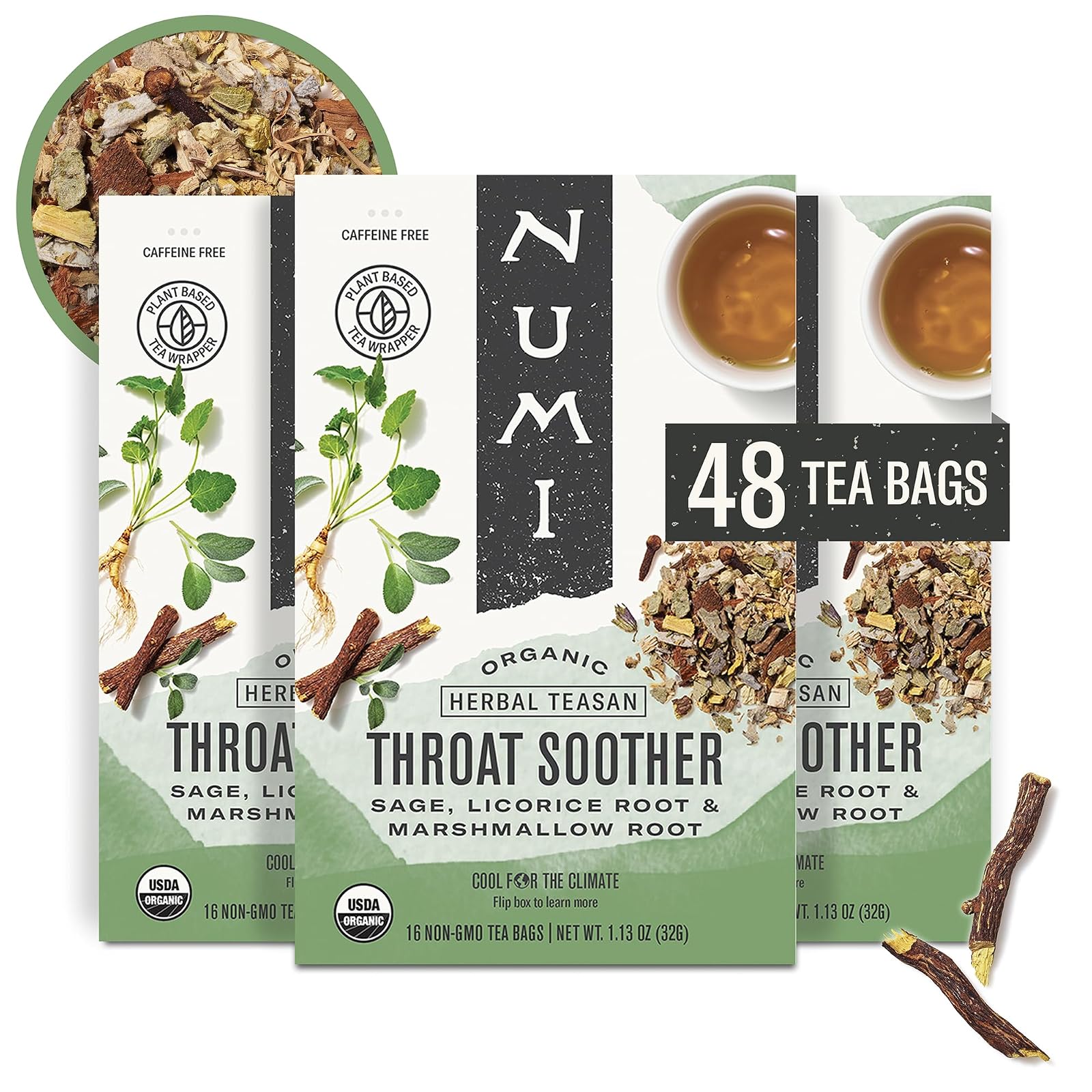 Numi herbal tea for soothing throat