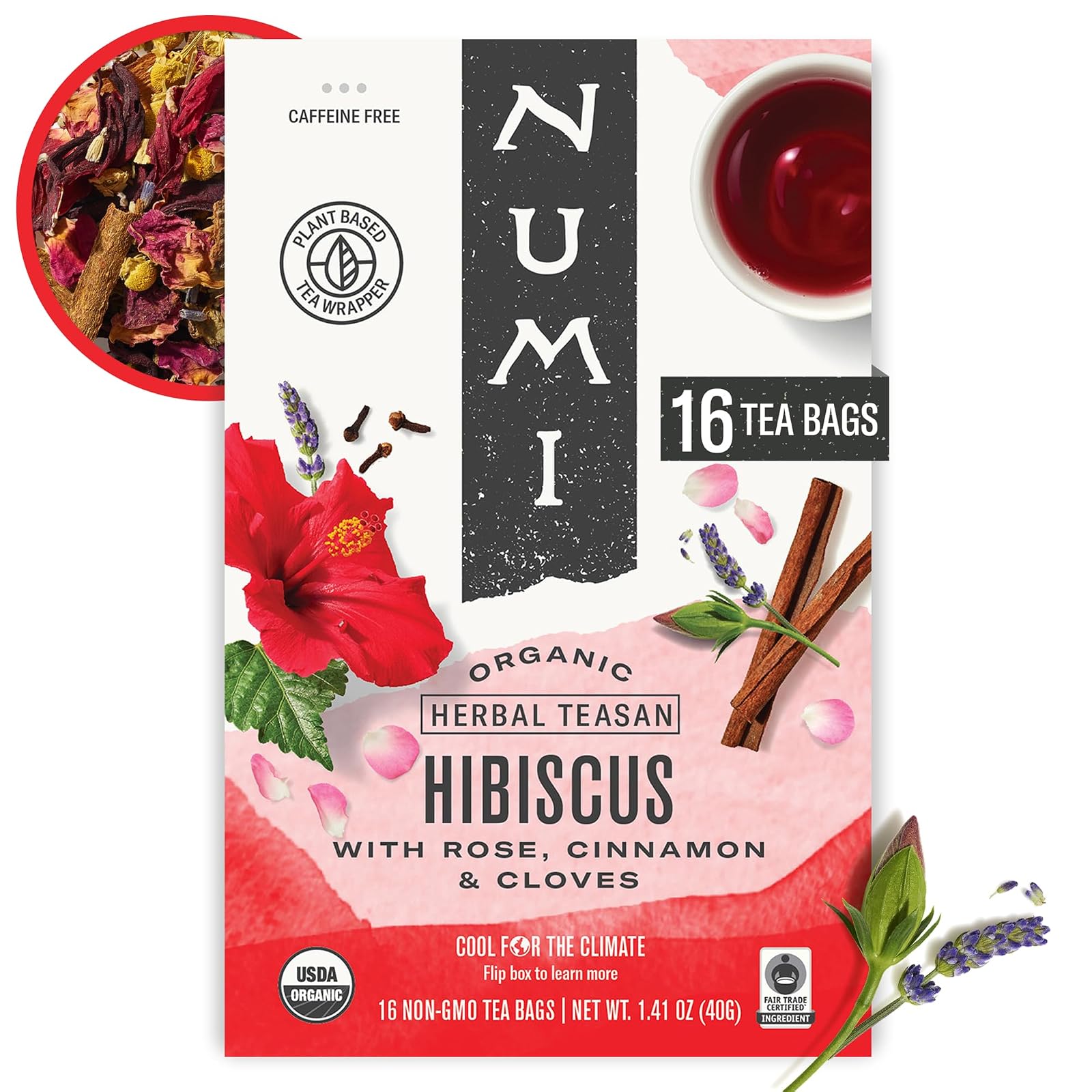 Numi organic hibiscus herbal tea bags
