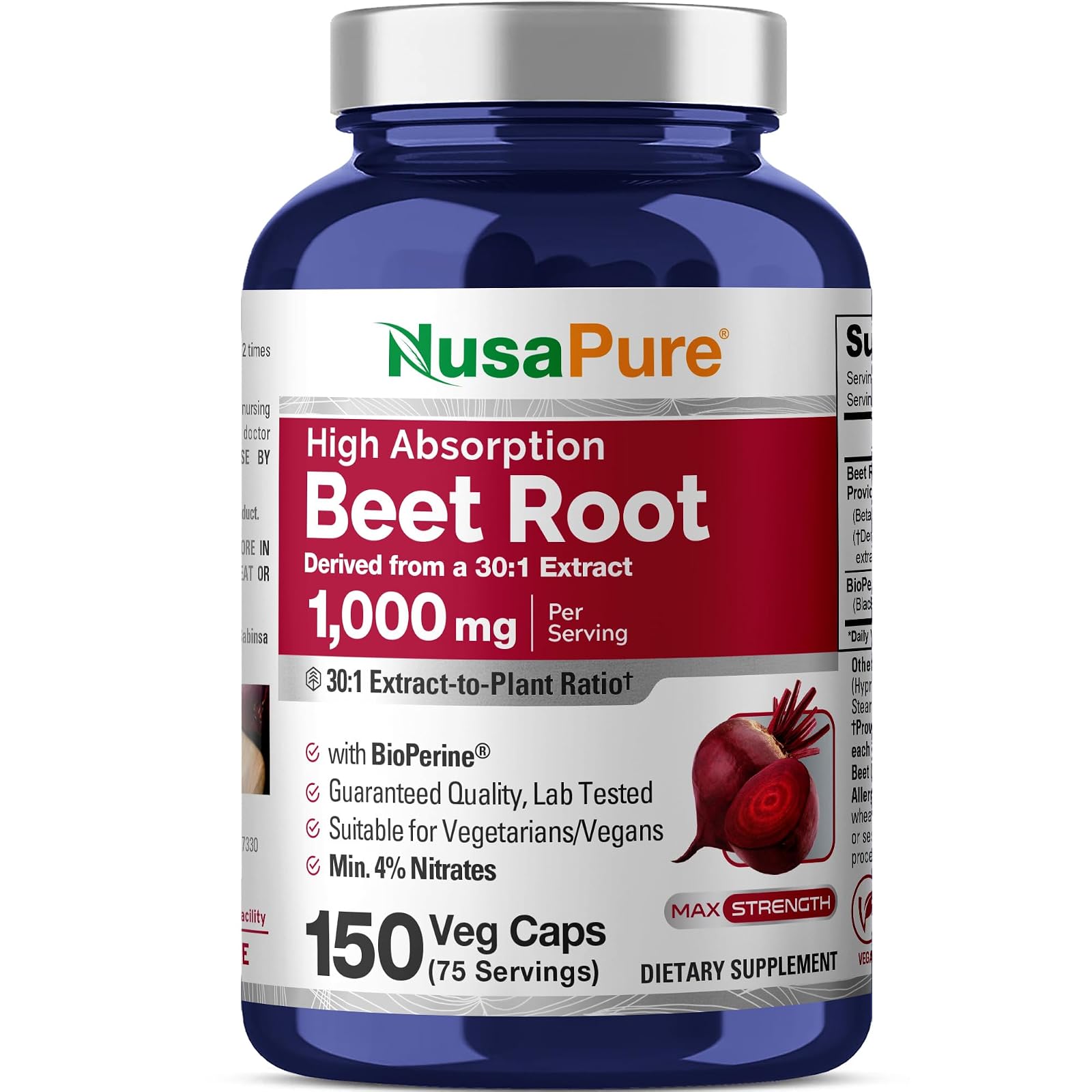 NusaPure beet root capsules for energy