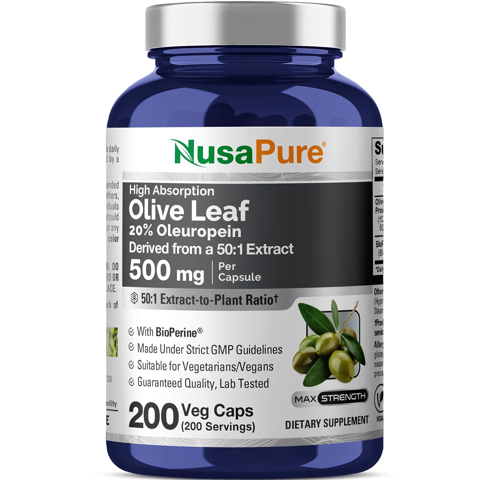 NusaPure Olive Leaf 500 mg capsules