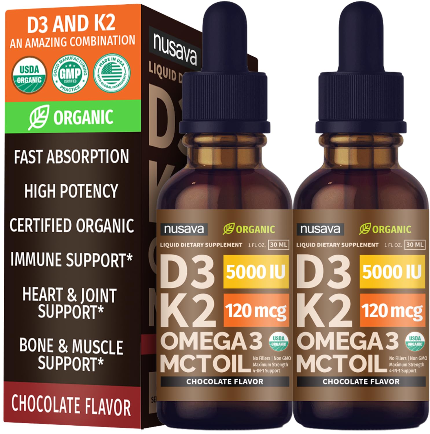 NUSAVA vitamin D3 K2 drops