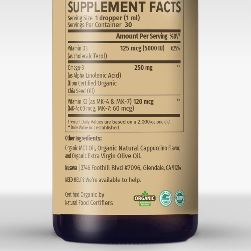 NUSAVA Vitamin D3 K2 for overall wellness