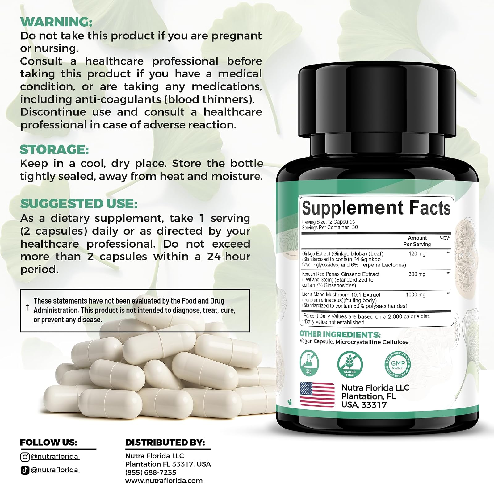 Nutra Florida Ginkgo Biloba supplement