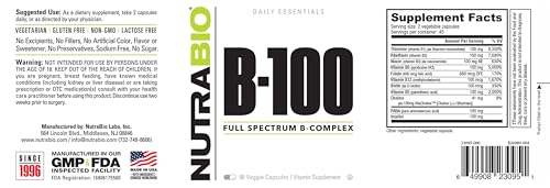 NutraBio B-100 essential nutrients
