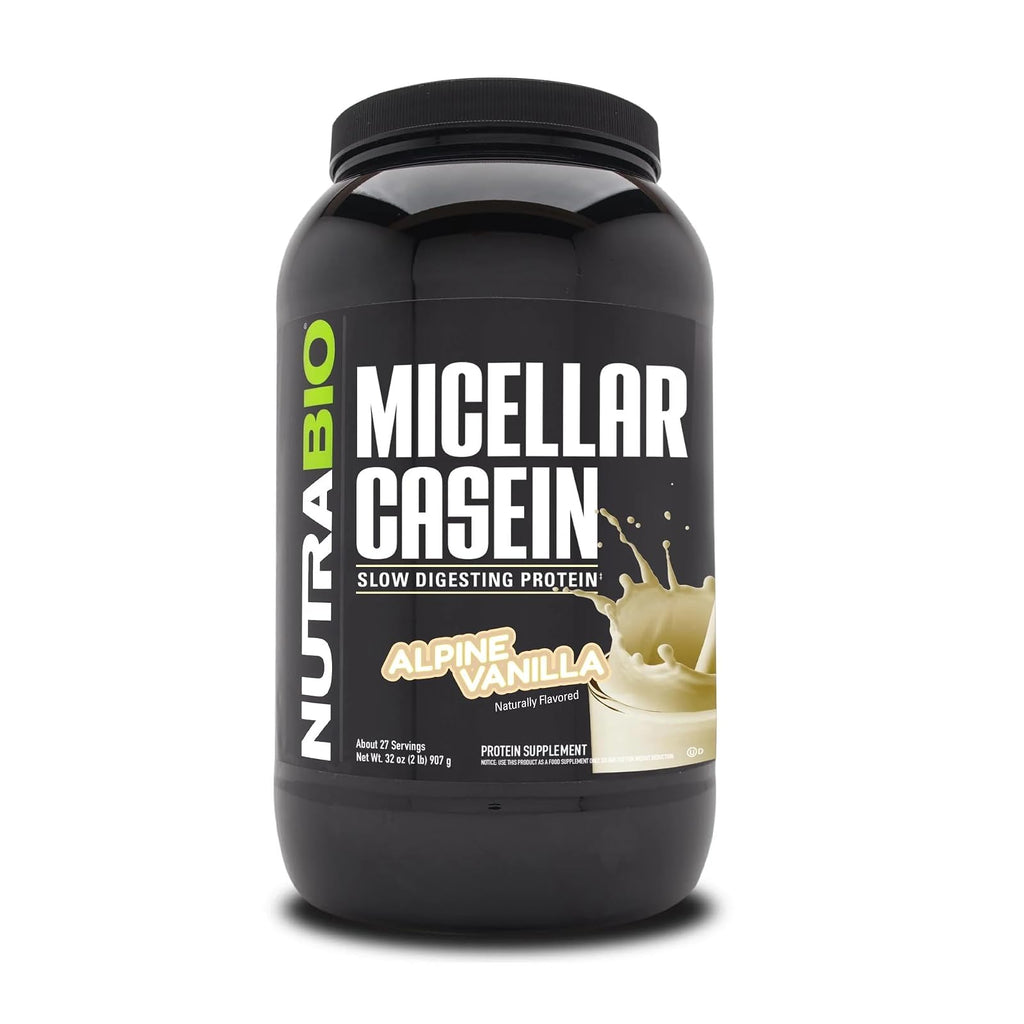 NutraBio casein protein powder vanilla