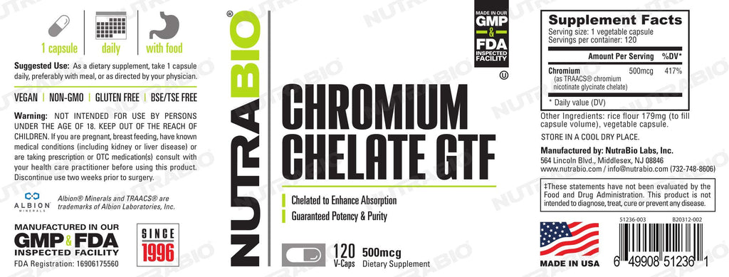 NutraBio chromium for metabolic support