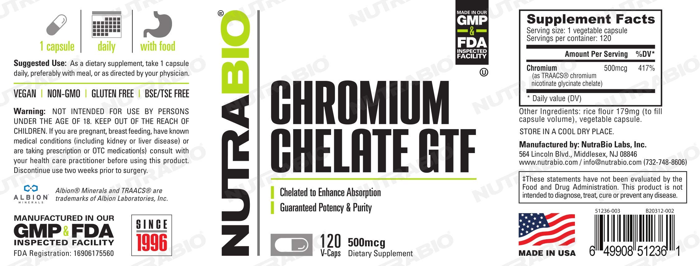 NutraBio chromium for metabolic support