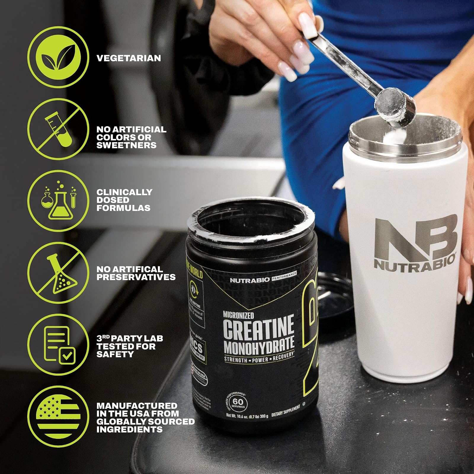 NutraBio creatine for workout recovery