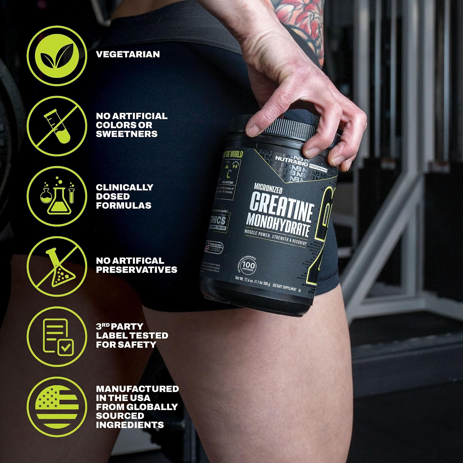 NutraBio micronized creatine for energy