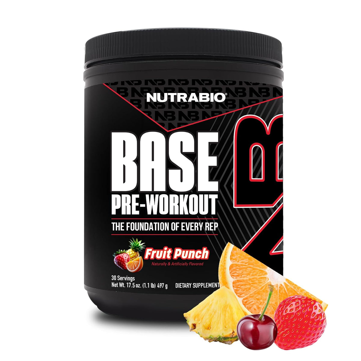 NutraBio pre-workout powder fruit punch