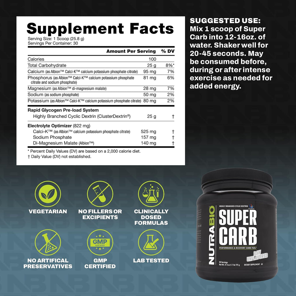 NutraBio Super Carb performance enhancing supplement