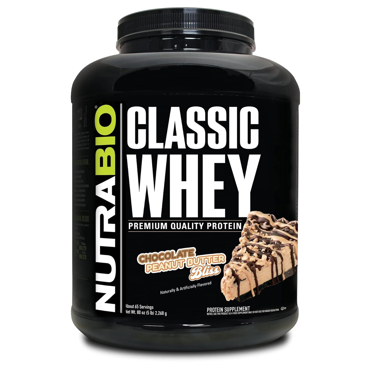 NutraBio whey protein chocolate peanut butter