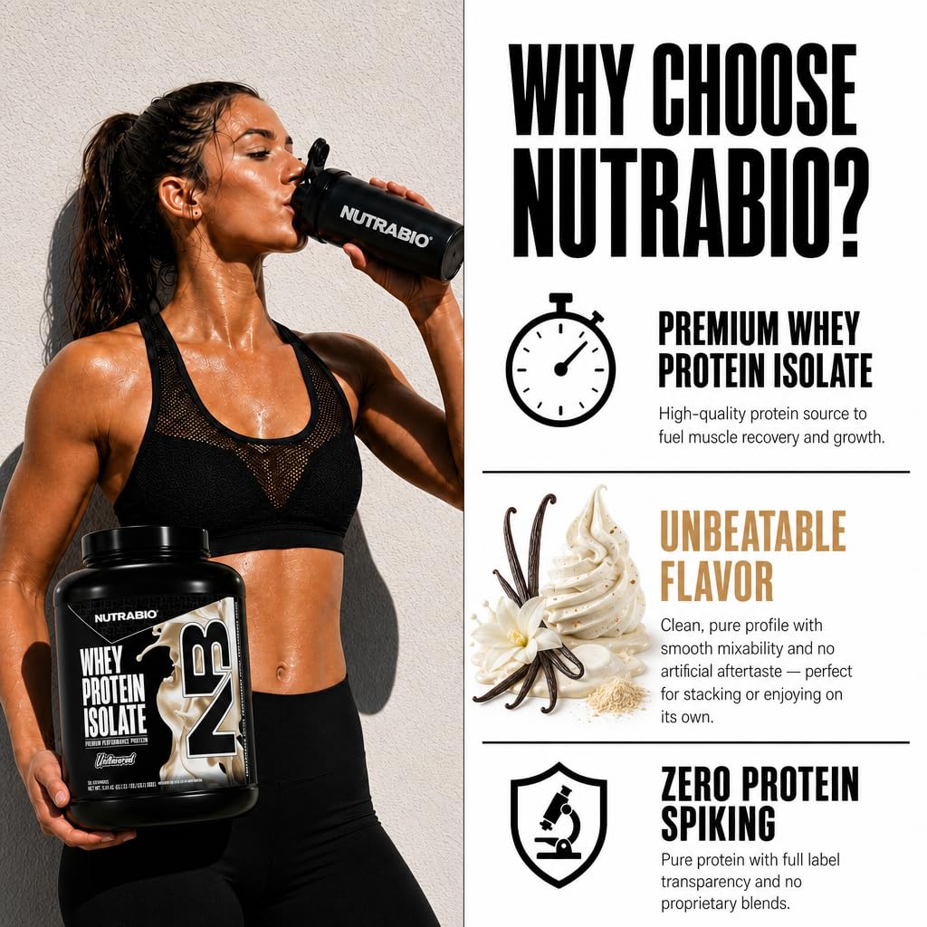 NutraBio whey protein for muscle recovery