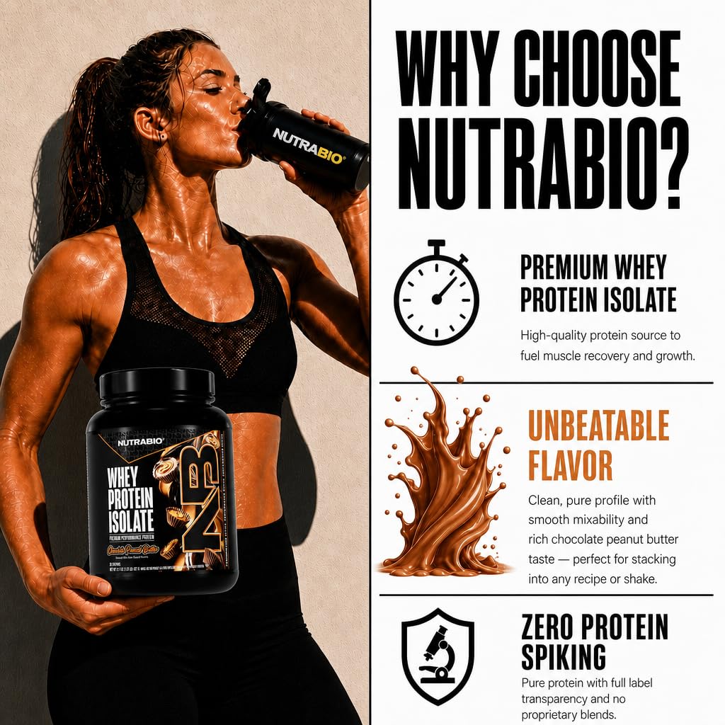 NutraBio whey protein for muscle recovery
