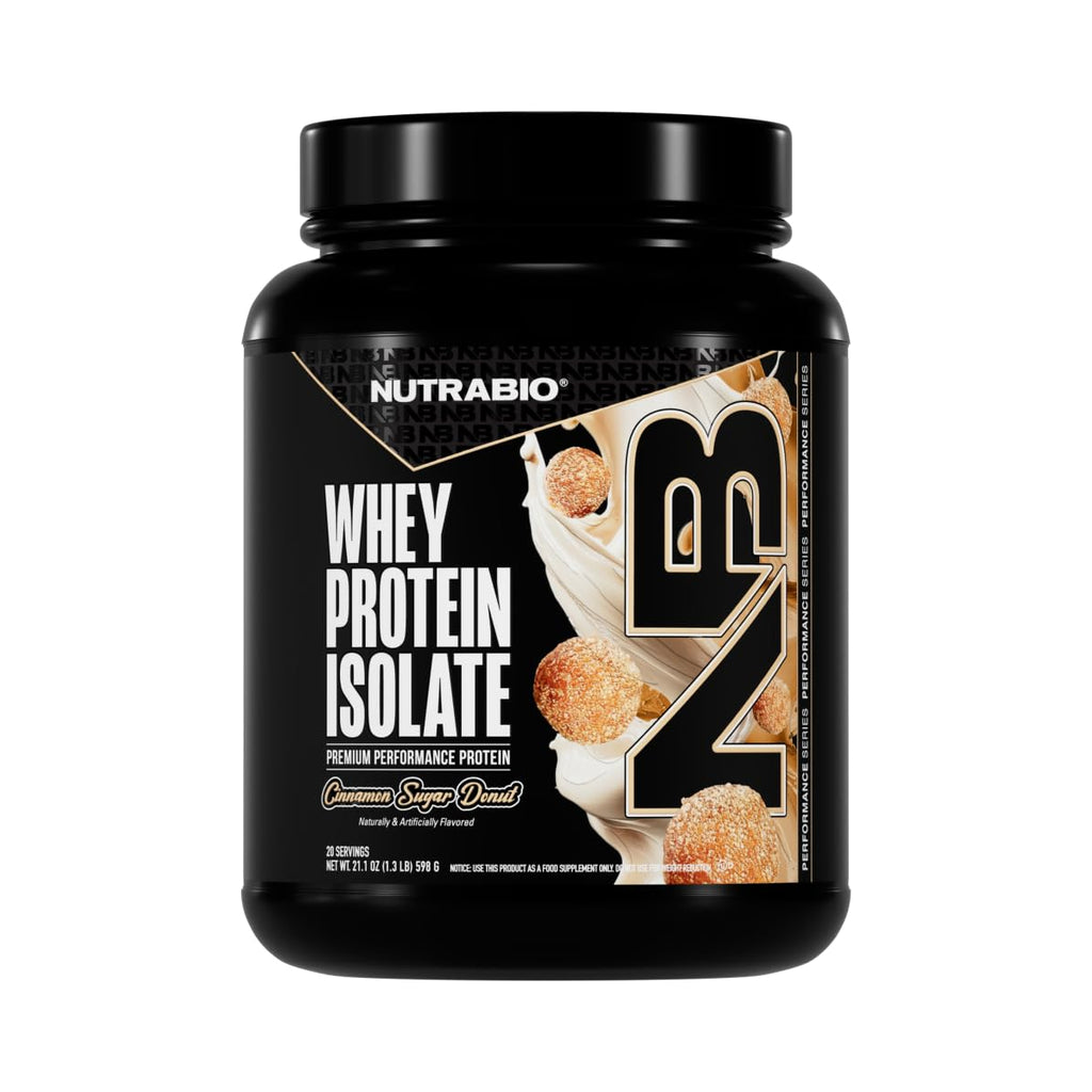 NutraBio whey protein isolate cinnamon flavour