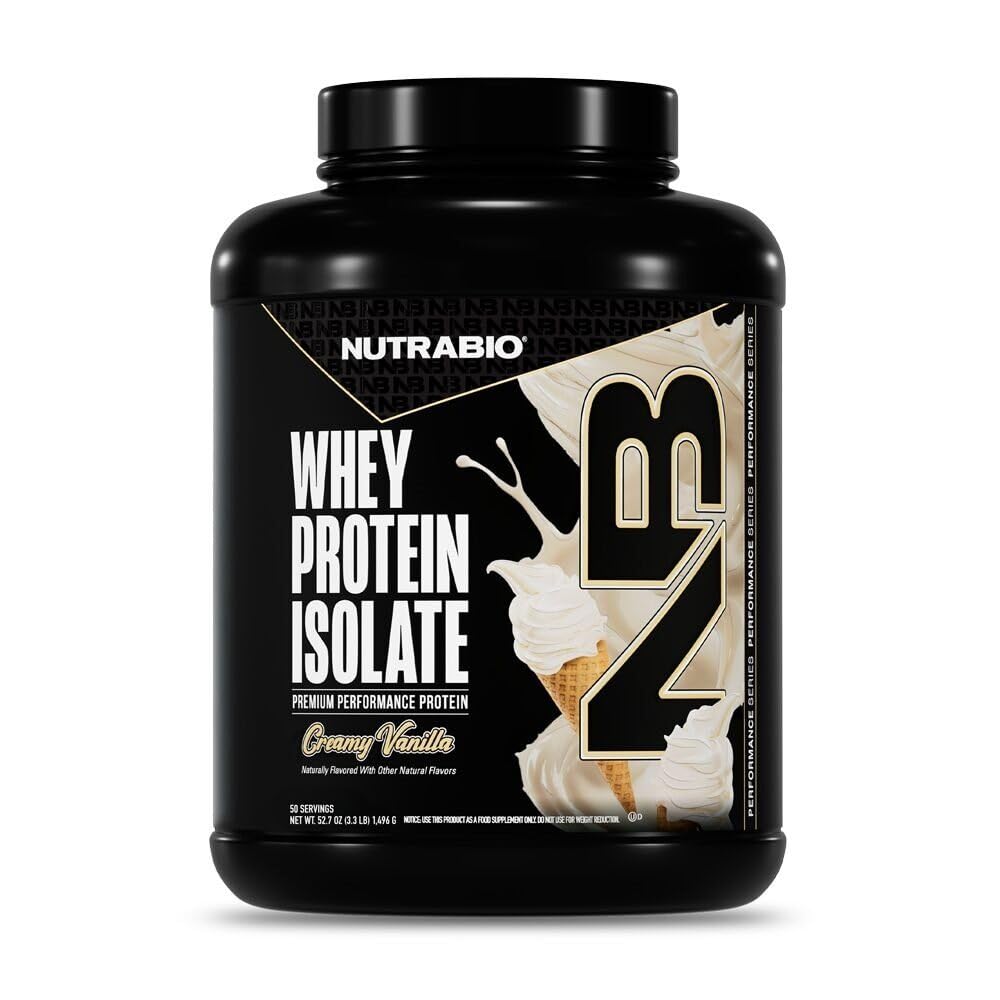 NutraBio whey protein isolate creamy vanilla