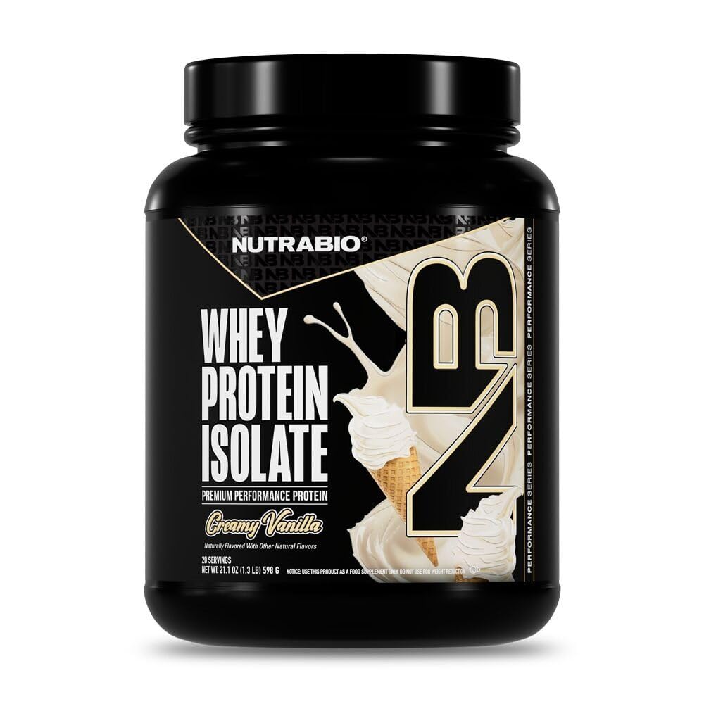 NutraBio whey protein isolate creamy vanilla