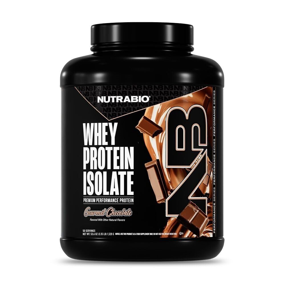 NutraBio whey protein isolate gourmet chocolate