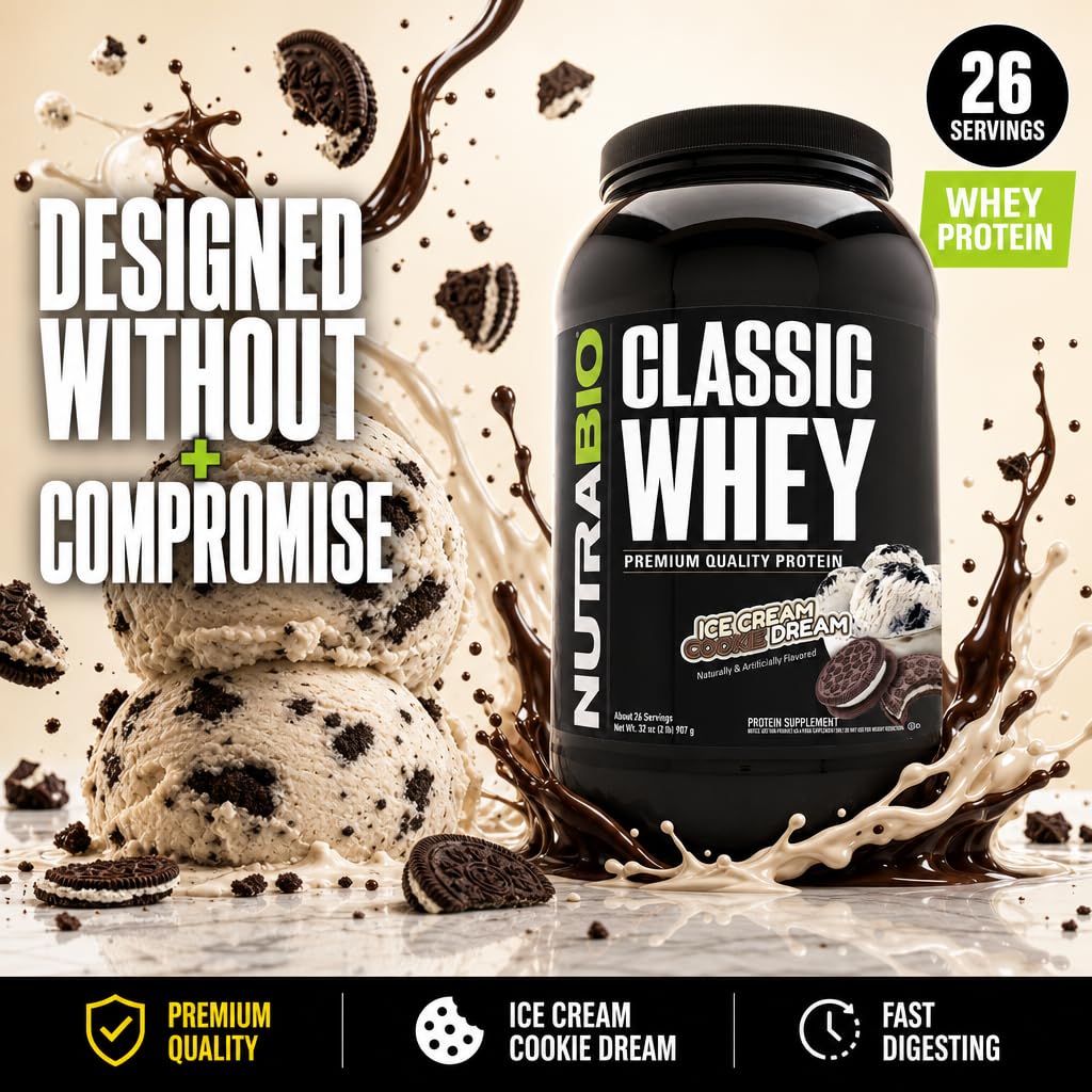 NutraBio whey protein powder 25g serving