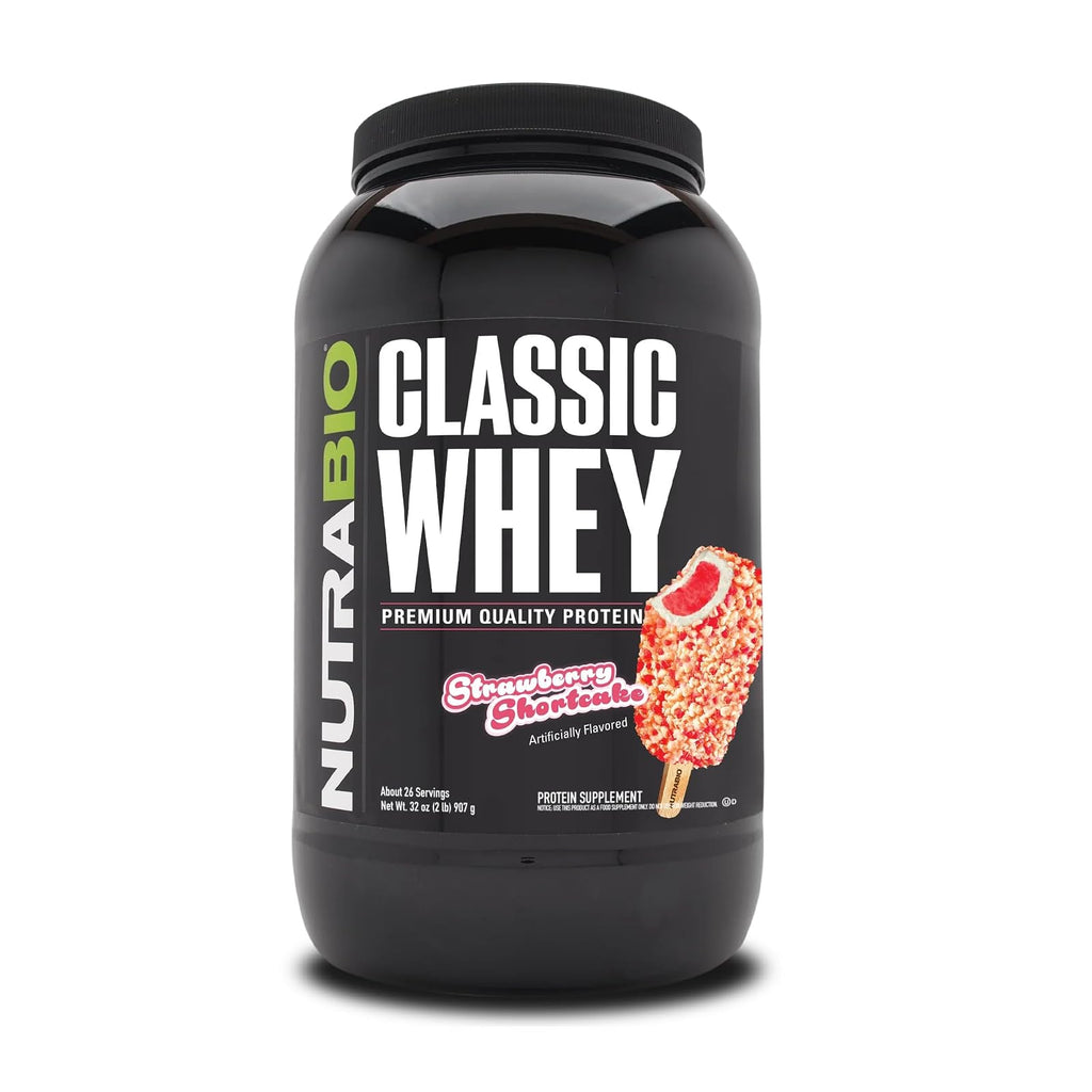 NutraBio whey protein strawberry flavour
