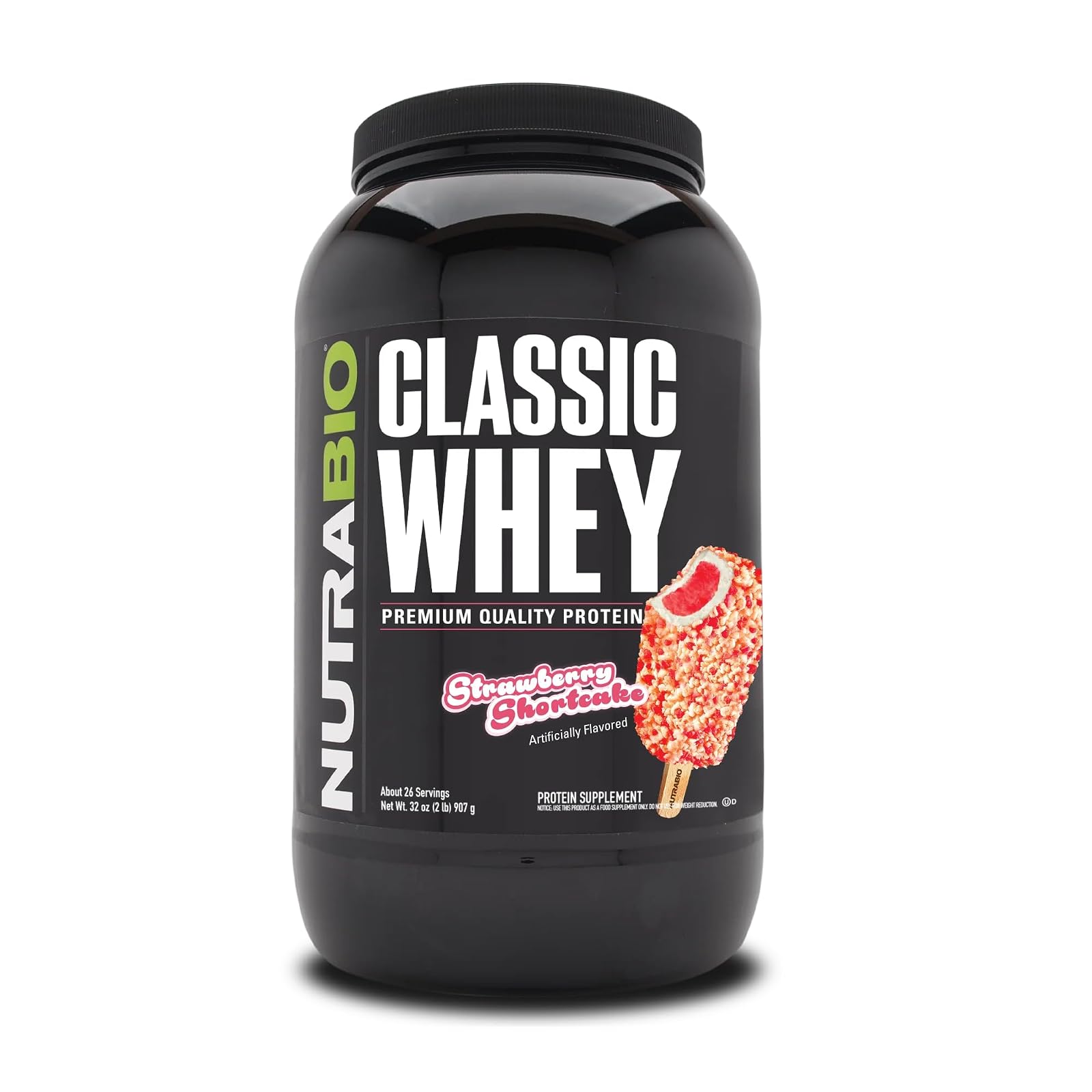 NutraBio whey protein strawberry flavour