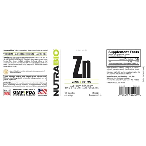 NutraBio zinc chelate for vitality