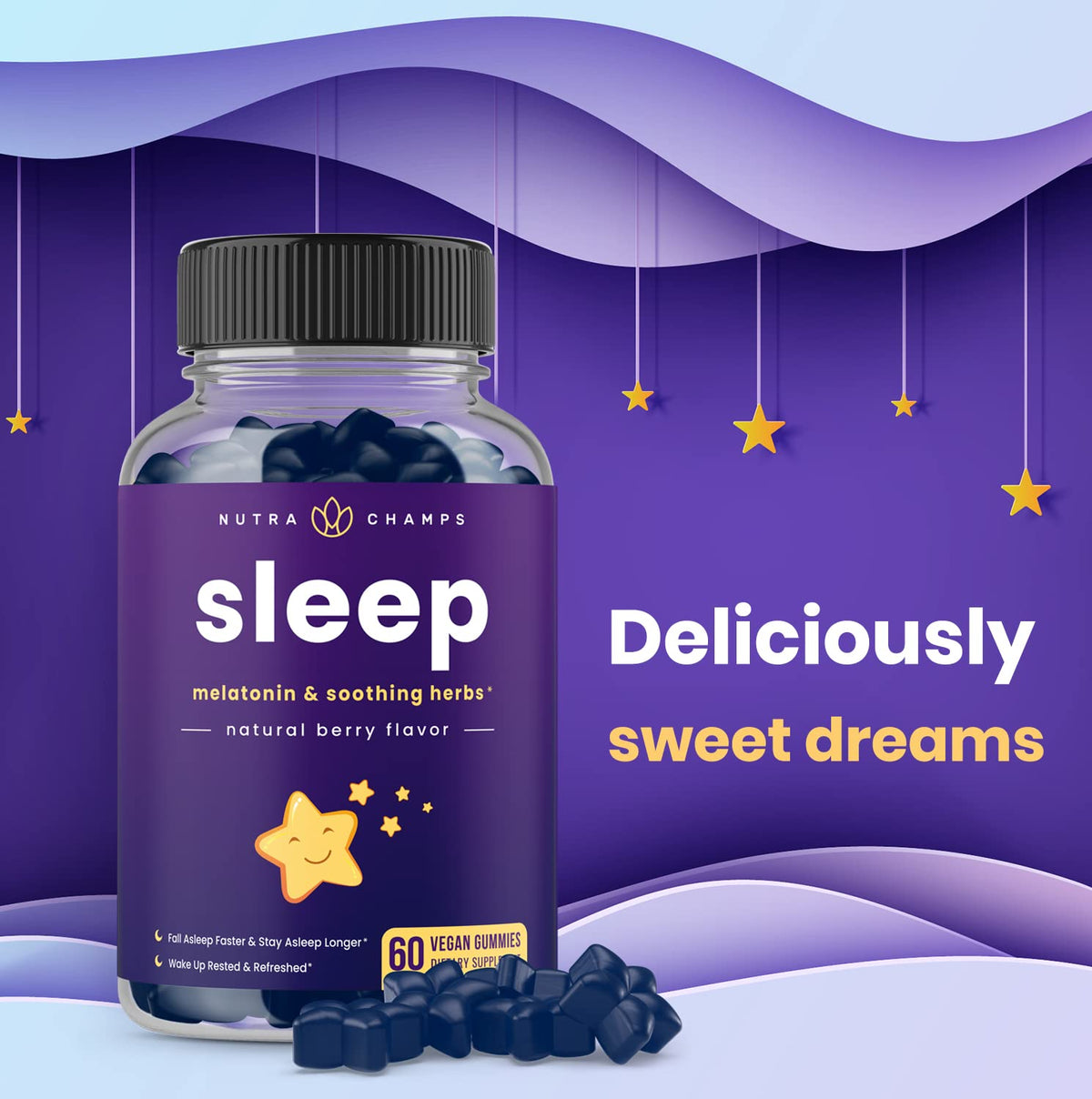 NutraChamps melatonin gummies for restful nights