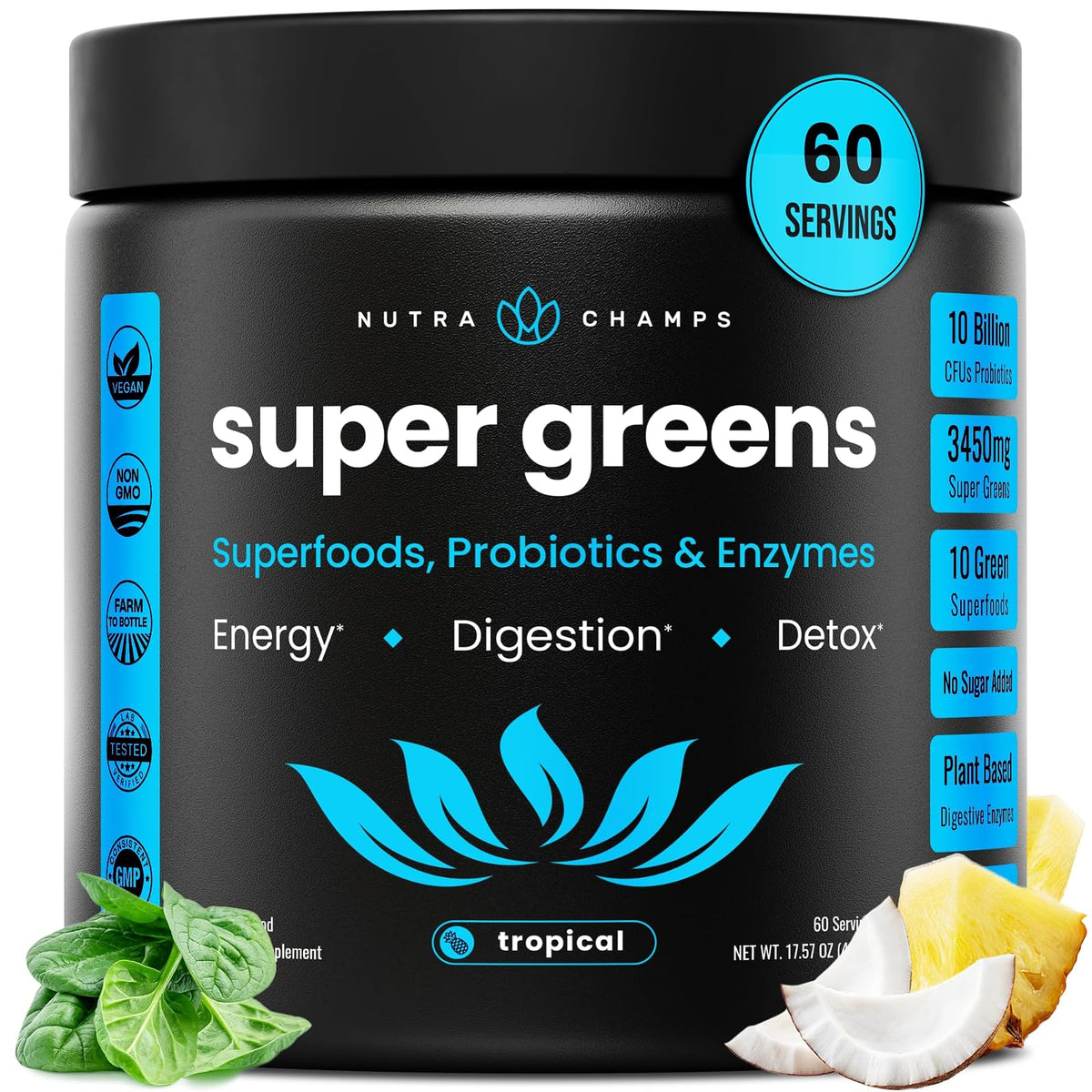 NutraChamps Super Greens Powder benefits