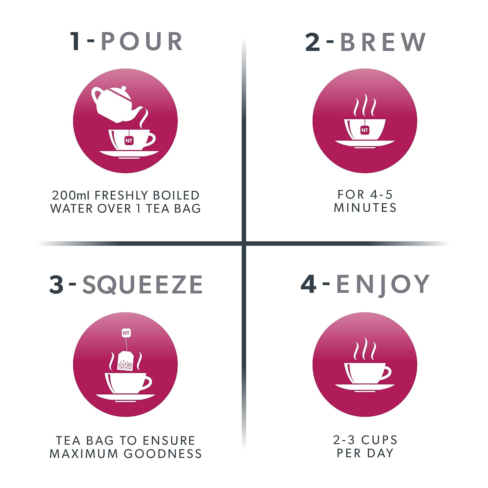 Nutraflow tea bags for easy brewing