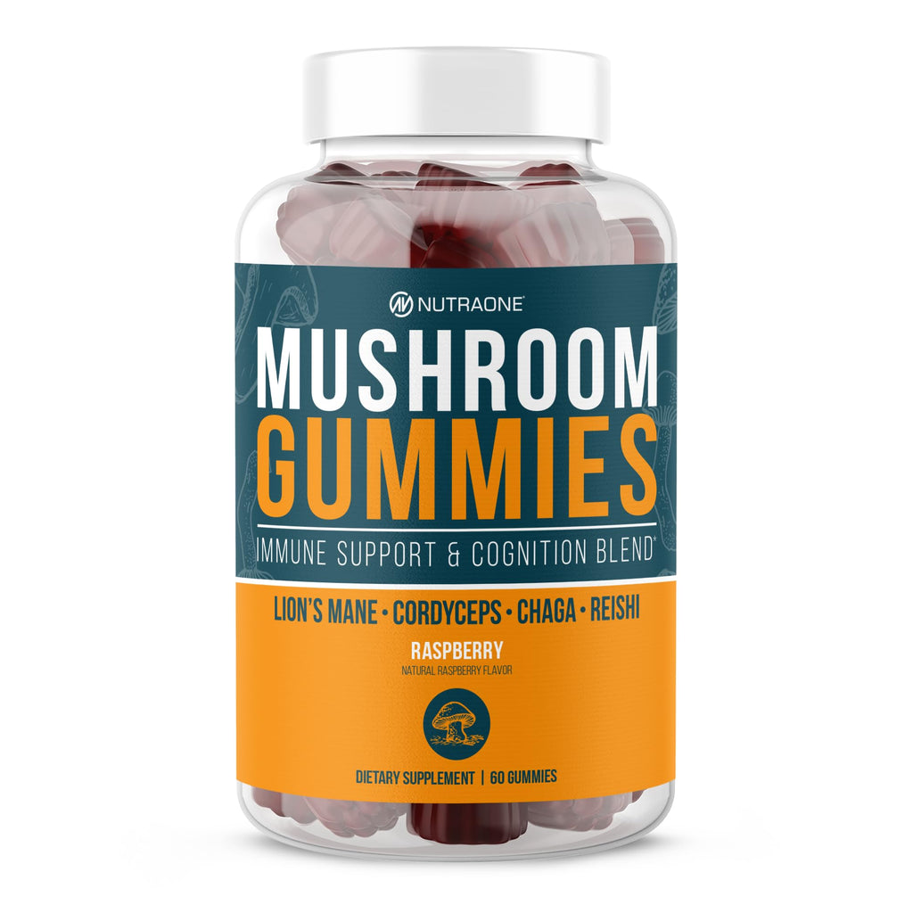 NutraOne raspberry mushroom gummies