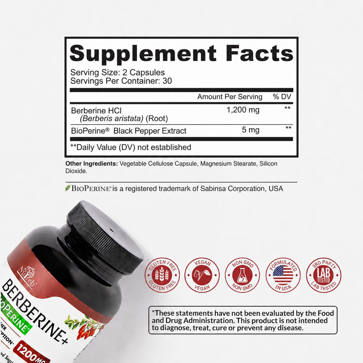 Nutreb berberine capsules for blood sugar balance