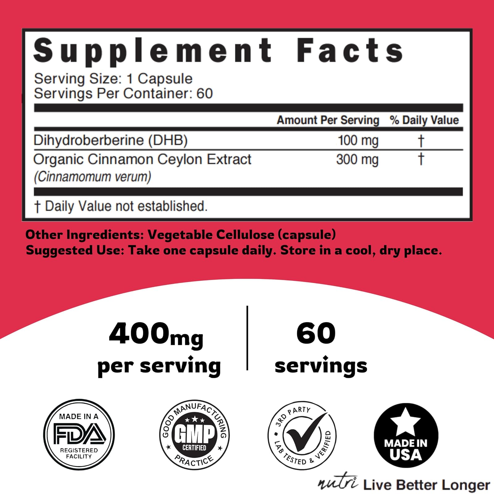 Nutri Dihydroberberine vegetarian capsules