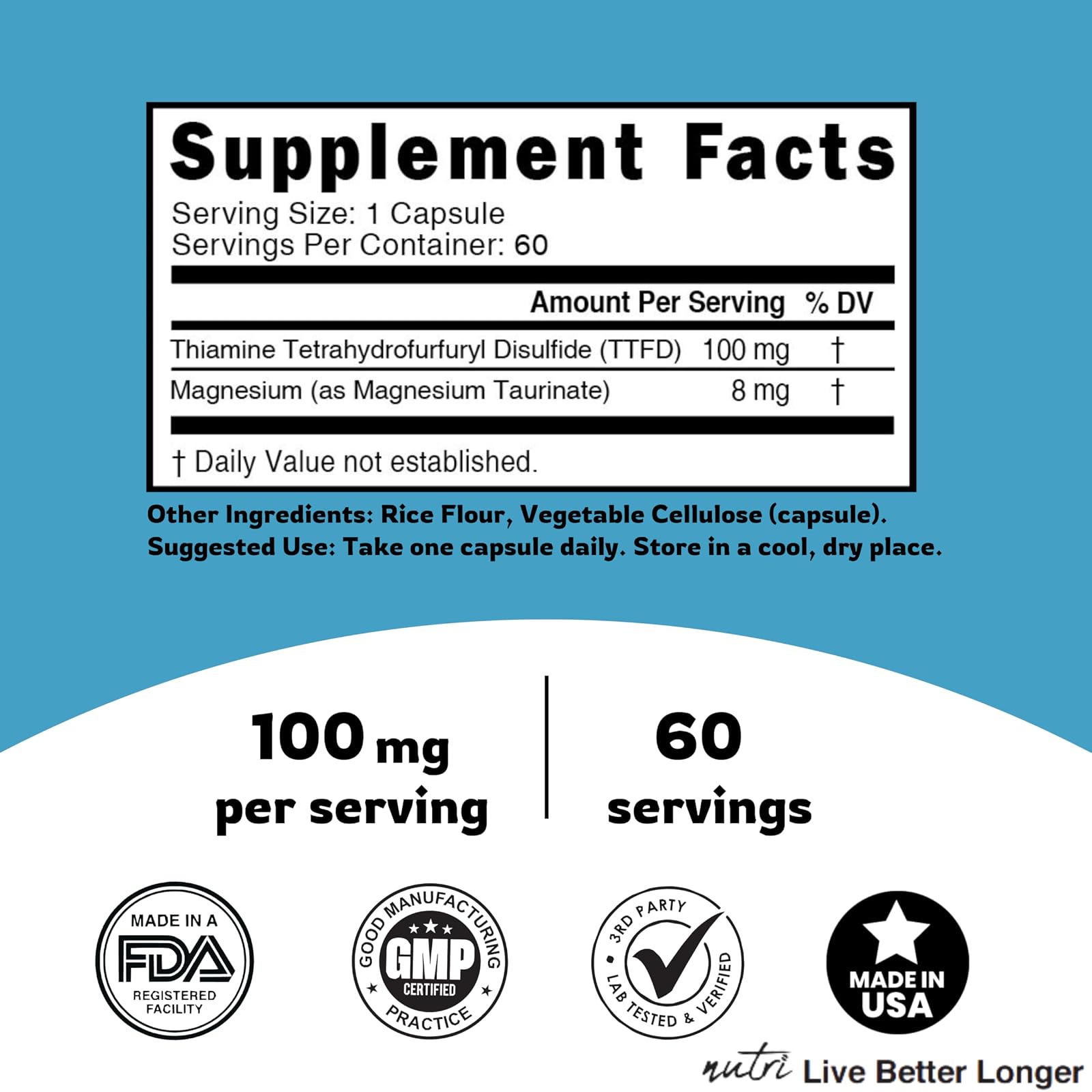Nutri TTFD Thiamine for brain health