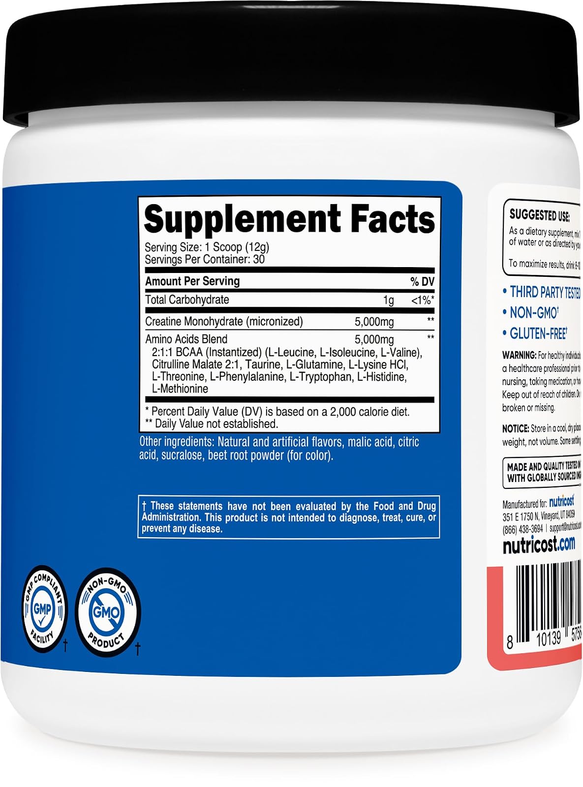 Nutricost aminos for enhanced performance
