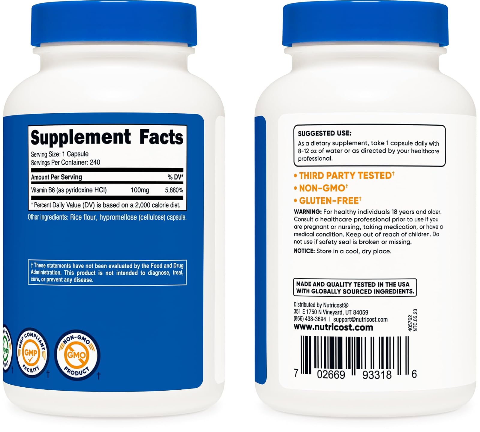 Nutricost B6 capsules for mood balance