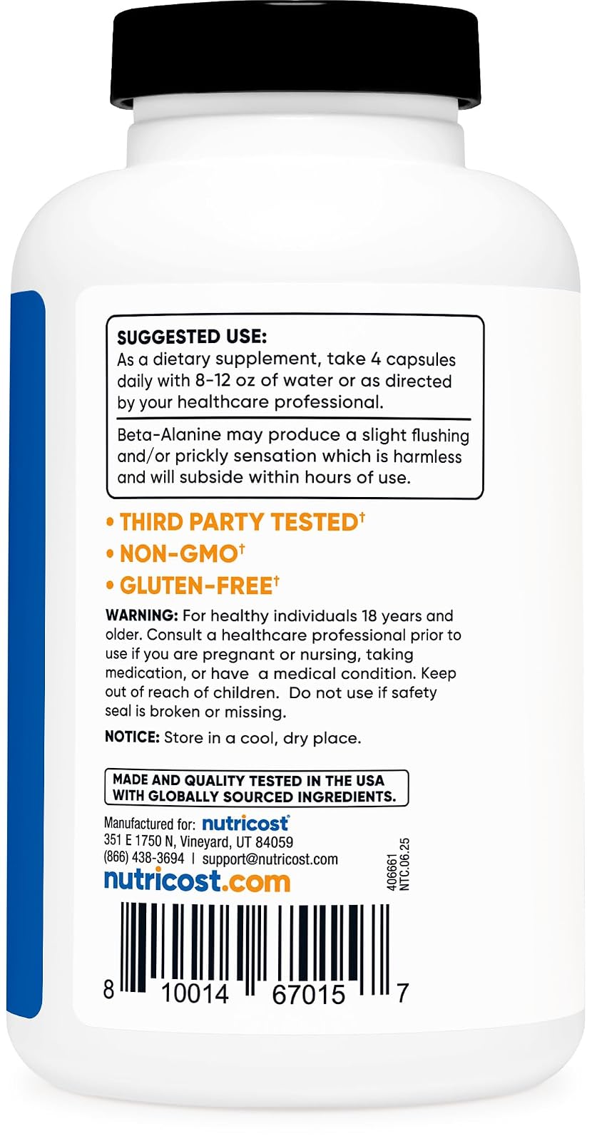 Nutricost Beta-Alanine for muscle endurance